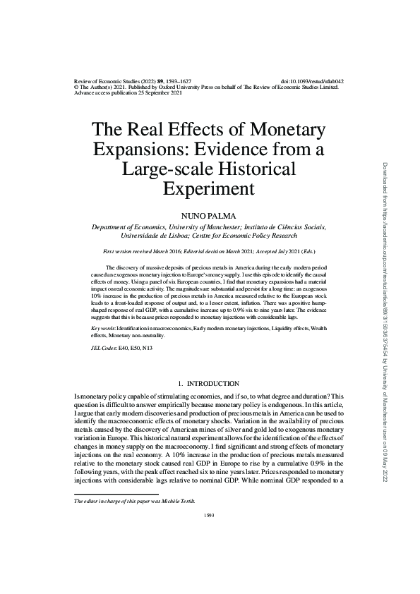 (PDF) The Real Effects of Monetary Expansions: Evidence from a Large ...