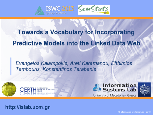 (PDF) Towards a Vocabulary for Incorporating Predictive Models into the Linked Data Web