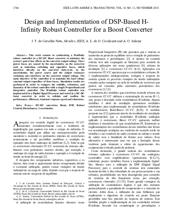 (PDF) Design and Implementation of DSP-Based H-Infinity Robust Controller for a Boost Converter