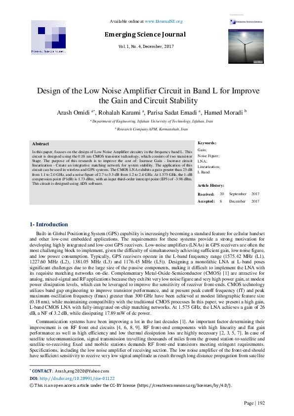 (PDF) Design of the Low Noise Amplifier Circuit in Band L for Improve the Gain and Circuit Stability