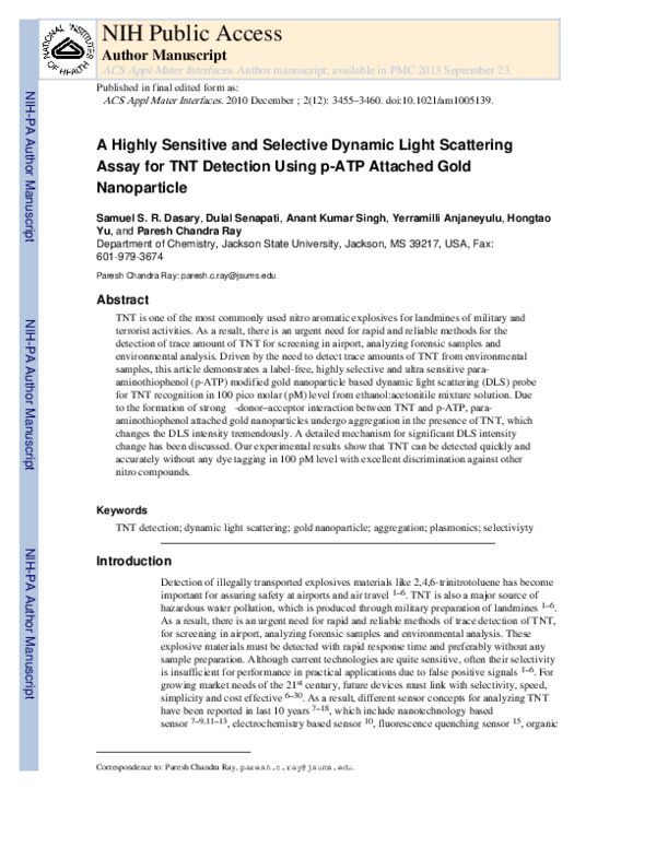 (PDF) Highly Sensitive and Selective Dynamic Light-Scattering Assay for ... (PDF) Highly Sensitive and Selective Dynamic Light-Scattering Assay for ...