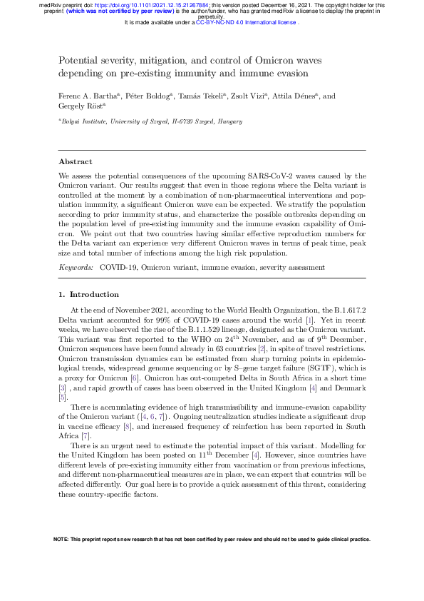 (PDF) Potential severity, mitigation, and control of Omicron waves ...