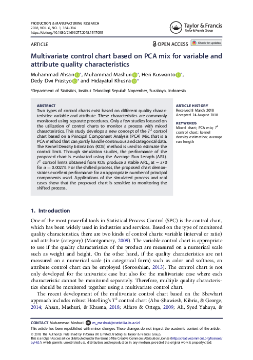 (PDF) Multivariate control chart based on PCA mix for variable and ...