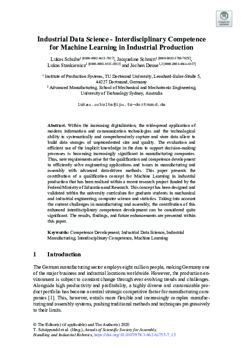 (PDF) Industrial Data Science - Interdisciplinary Competence for ...