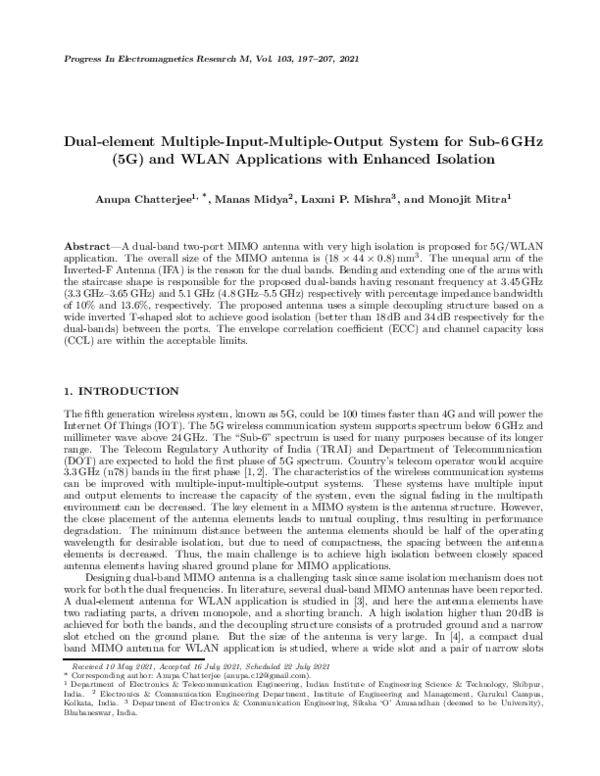 Pdf Dual Element Multiple Input Multiple Output System For Sub 6 Ghz 4247