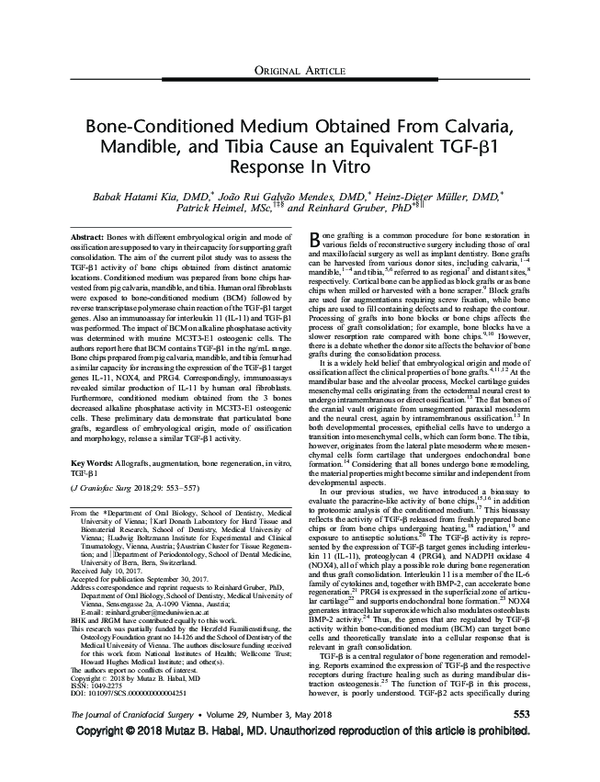 (PDF) Bone-Conditioned Medium Obtained From Calvaria, Mandible, and ...