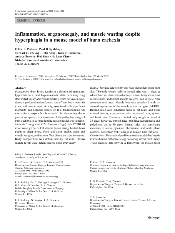 (PDF) Inflammation, organomegaly, and muscle wasting despite ...