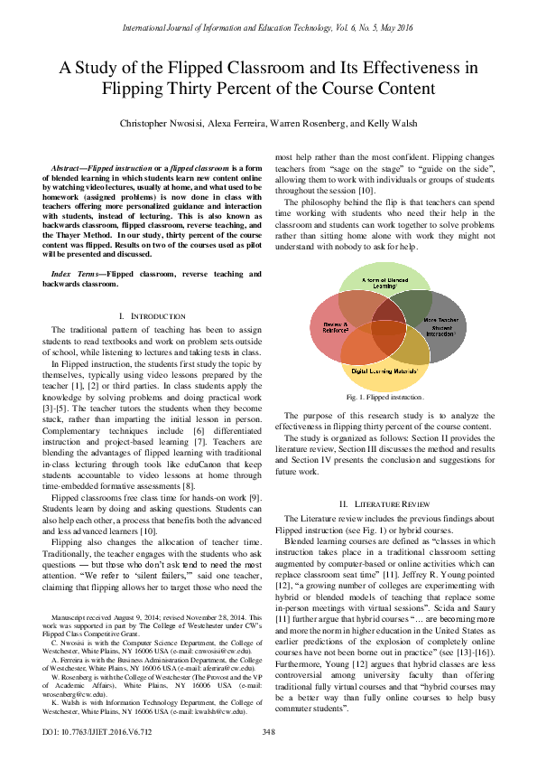 (PDF) A Study of the Flipped Classroom and Its Effectiveness in ...