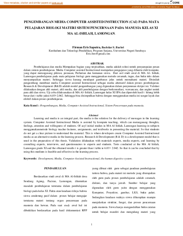 (PDF) Pengembangan Media Computer Assisted Instruction (Cai) Pada Mata ...