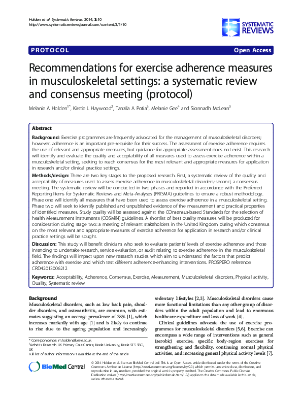 (PDF) Recommendations for exercise adherence measures in ...