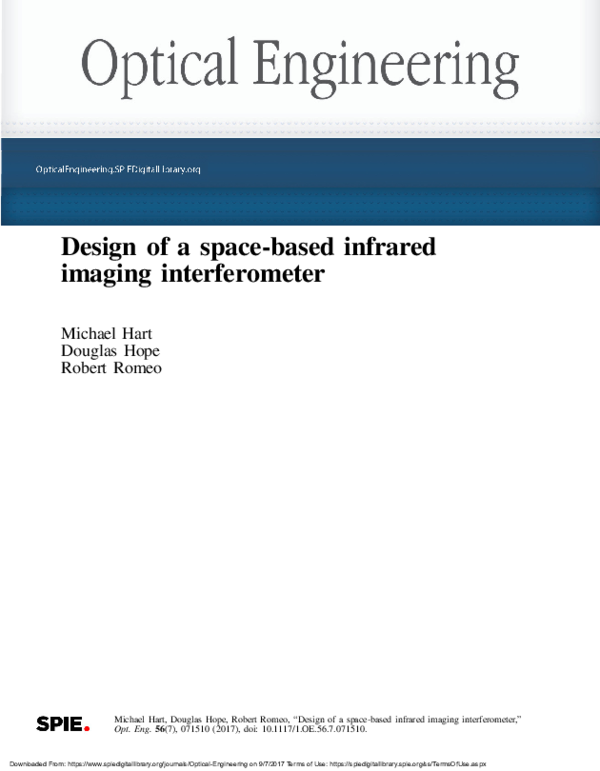(PDF) Design of a space-based infrared imaging interferometer