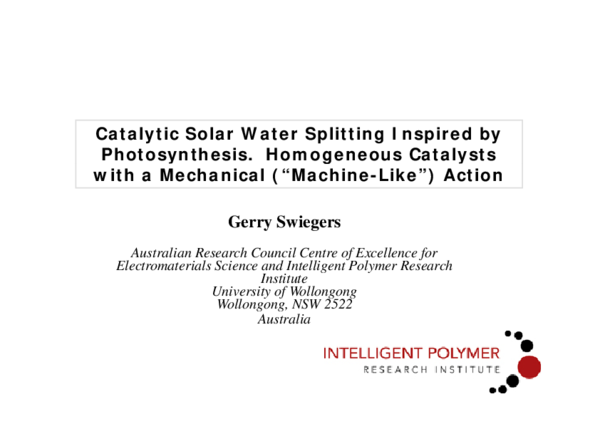 (PDF) Catalytic solar water splitting inspired by photosynthesis ...