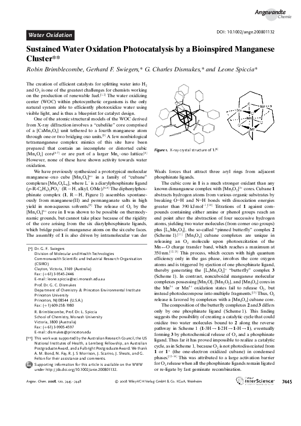 (PDF) Sustained Water Oxidation Photocatalysis by a Bioinspired ...