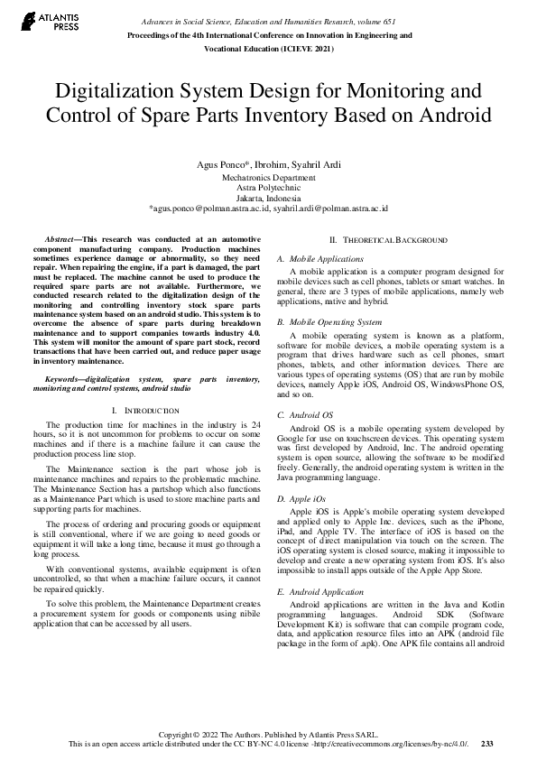(PDF) Digitalization System Design for Monitoring and Control of Spare ...