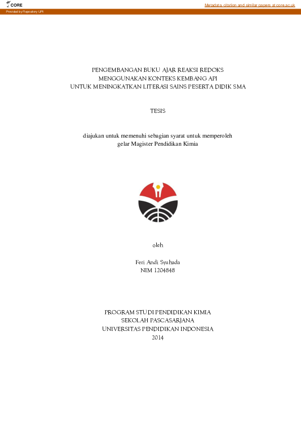 (PDF) Pengembangan Buku Ajar Reaksi Redoks Menggunakan Konteks Kembang Apiuntuk Meningkatkan ...