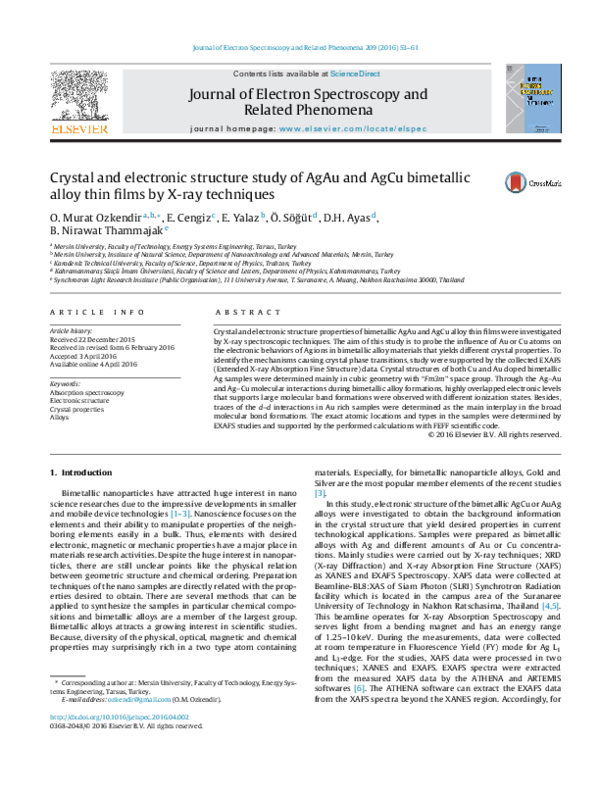 (PDF) Crystal and electronic structure study of AgAu and AgCu ...