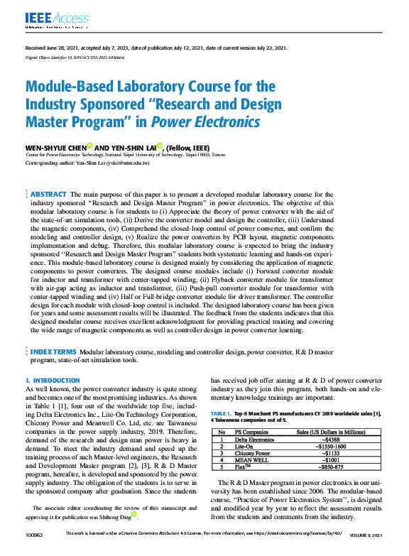 (PDF) Module-Based Laboratory Course for the Industry Sponsored ...