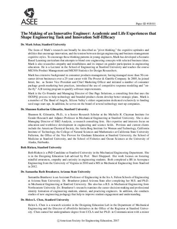 (PDF) The Making of an Innovative Engineer: Academic and Life ...