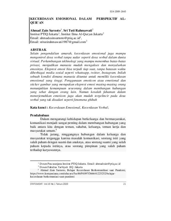 (PDF) Kecerdasan Emosional Dalam Perspektif Al-Qur’an