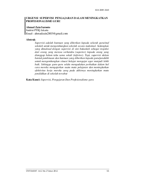 (PDF) Urgensi Supervisi Pengajaran Dalam Meningkatkan Profesionalisme Guru