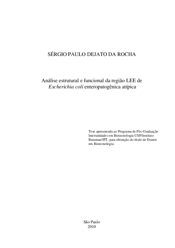 (PDF) Análise estrutural e funcional da região LEE de Escherichia coli ...