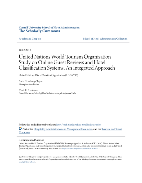 (PDF) United Nations World Tourism Organization Study on Online Guest ...