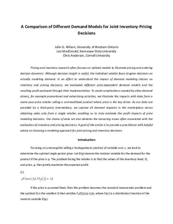 (PDF) A comparison of different demand models for joint inventory ...