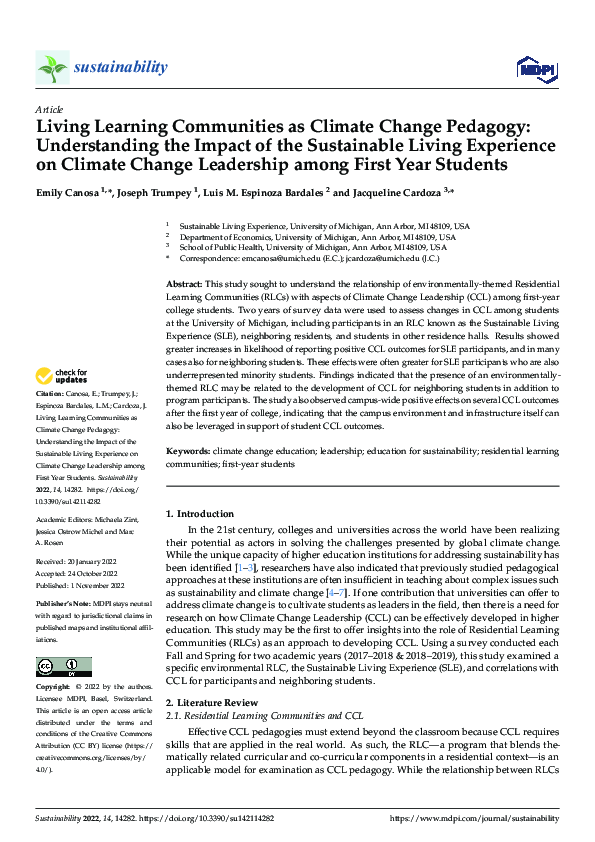 (PDF) Living Learning Communities as Climate Change Pedagogy ...