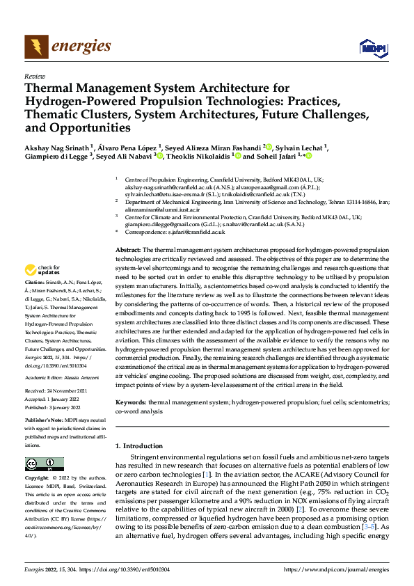 (PDF) Thermal Management System Architecture for Hydrogen-Powered Propulsion Technologies ...
