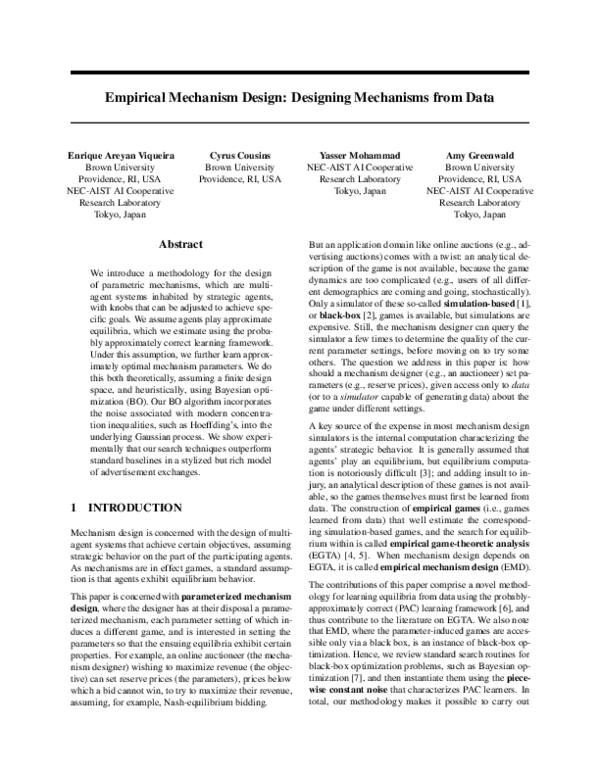 (PDF) Empirical Mechanism Design: Designing Mechanisms from Data