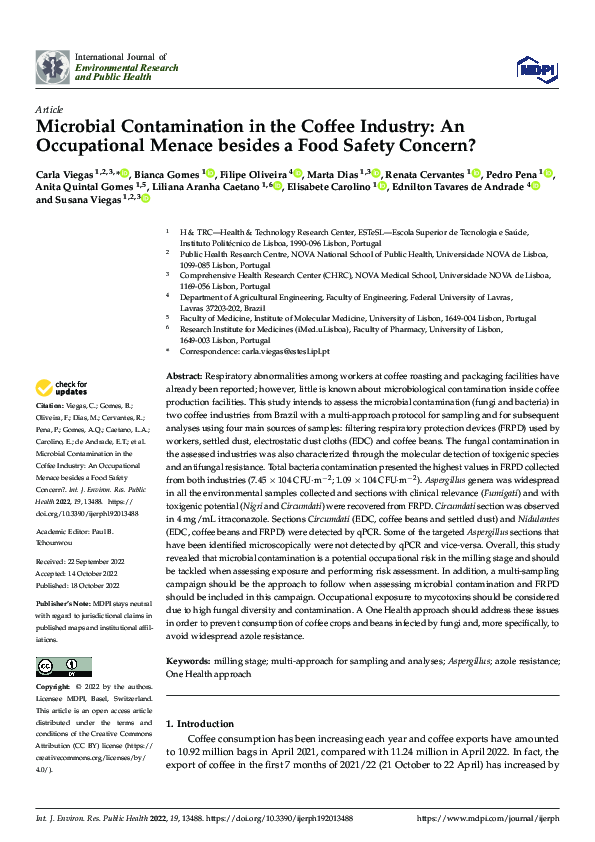 (PDF) Microbial Contamination in the Coffee Industry: An Occupational ...
