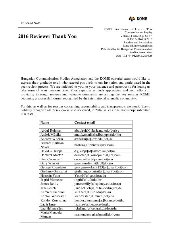 (PDF) 2016 Reviewer Thank You | Heidi H Ewen - Academia.edu