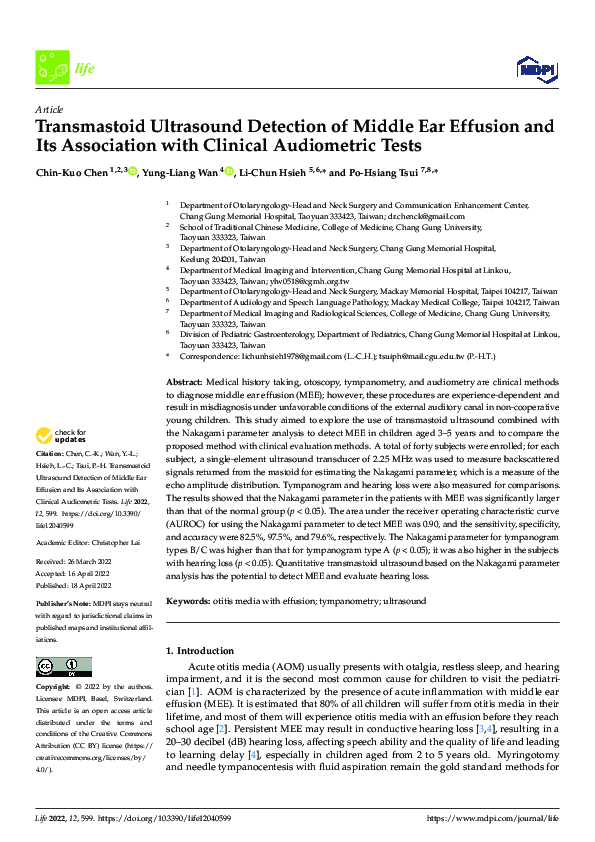 (PDF) Transmastoid Ultrasound Detection of Middle Ear Effusion and Its ...