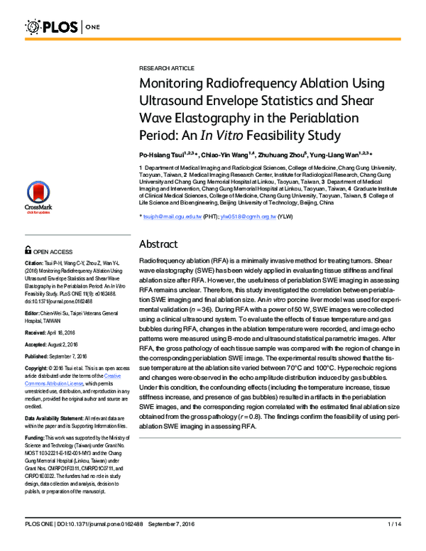 Pdf Monitoring Radiofrequency Ablation Using Ultrasound Envelope Statistics And Shear Wave