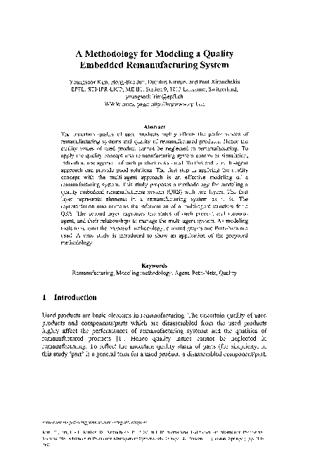 (PDF) A Methodology for Modeling a Quality Embedded Remanufacturing System