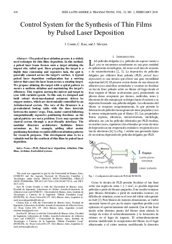 (PDF) Control System for the Synthesis of Thin Films by Pulsed Laser Deposition