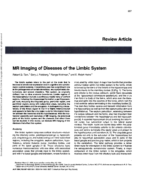 (PDF) MR imaging of diseases of the limbic system