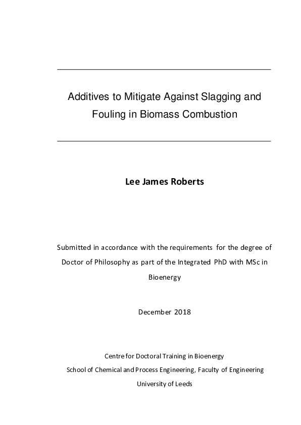(PDF) Additives to Mitigate Against Slagging and Fouling in Biomass ...