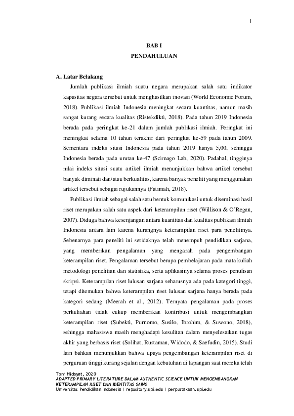 (PDF) Adapted Primary Literature Dalam Authentic Science Untuk ...