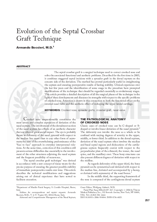 (PDF) Evolution of the Septal Crossbar Graft Technique