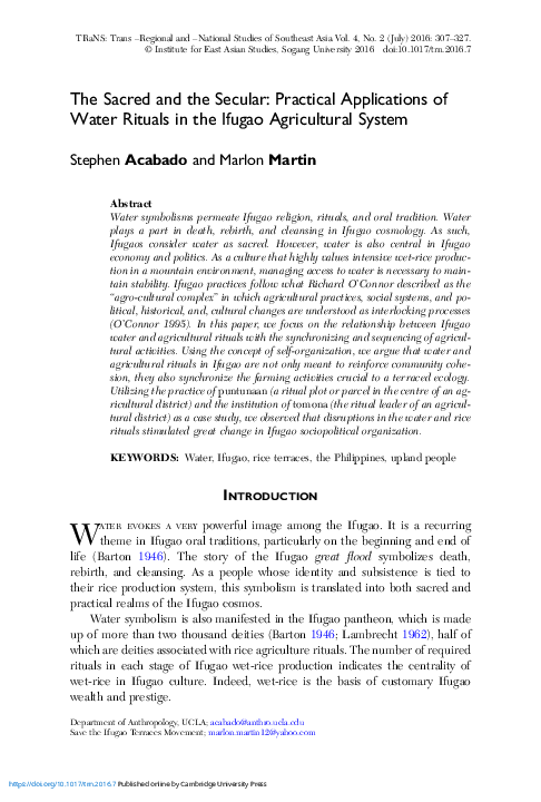(PDF) The Sacred and the Secular: Practical Applications of Water ...