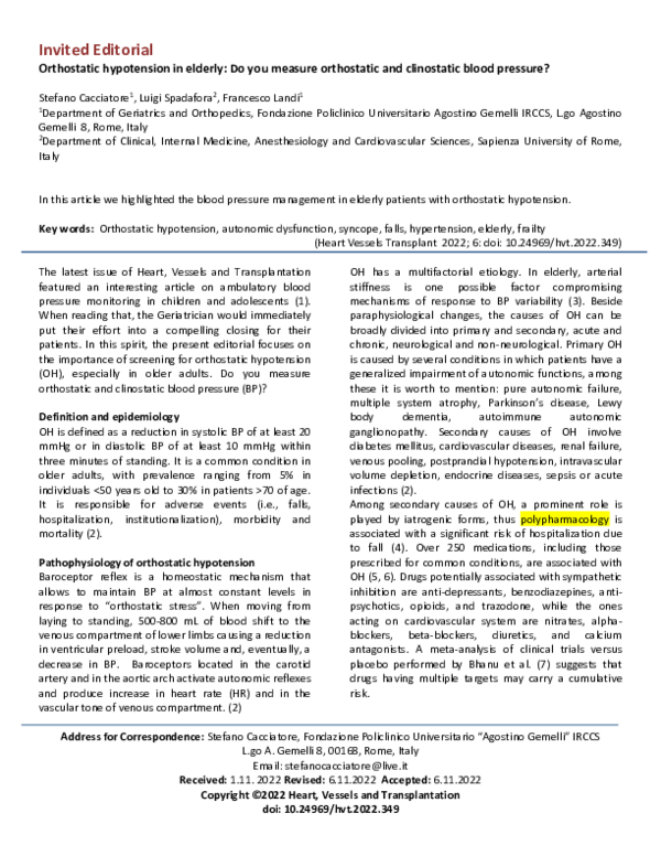 (PDF) Orthostatic hypotension in elderly: Do you measure orthostatic ...