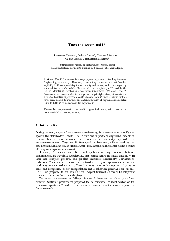 (PDF) A service-oriented approach for the i* framework