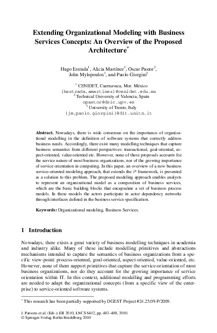 (PDF) Extending Organizational Modeling with Business Services Concepts ...