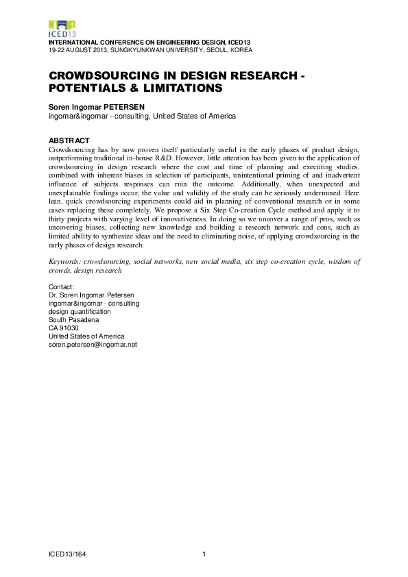 (PDF) Crowdsourcing in design research - Potentials & limitations