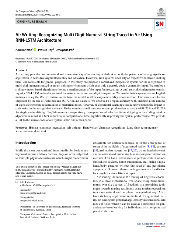 Pdf Air Writing Recognizing Multi Digit Numeral String Traced In Air