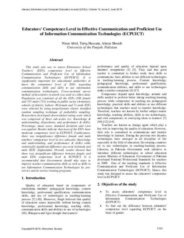 (PDF) Educators’ Competence Level in Effective Communication and ...