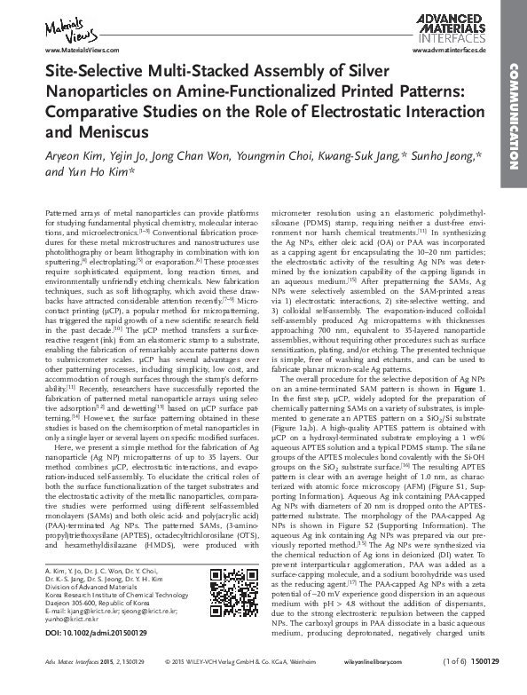 (PDF) Site-Selective Multi-Stacked Assembly of Silver Nanoparticles on ...