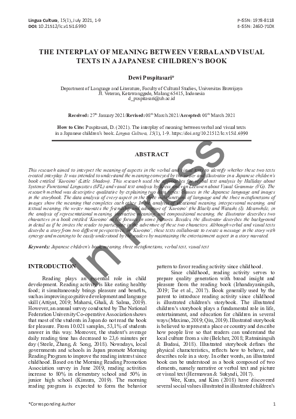 (PDF) Interplay of Meaning between Verbal and Visual Texts in a ...