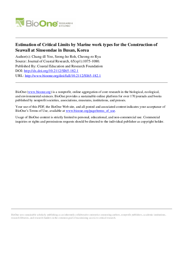 (PDF) Estimation of Critical Limits by Marine work types for the ...